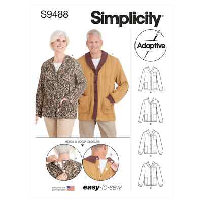 #388 SIMPLICITY S9488 UNISEX ADAPTIVE CARDIGAN SIZE XS - XL | eBay