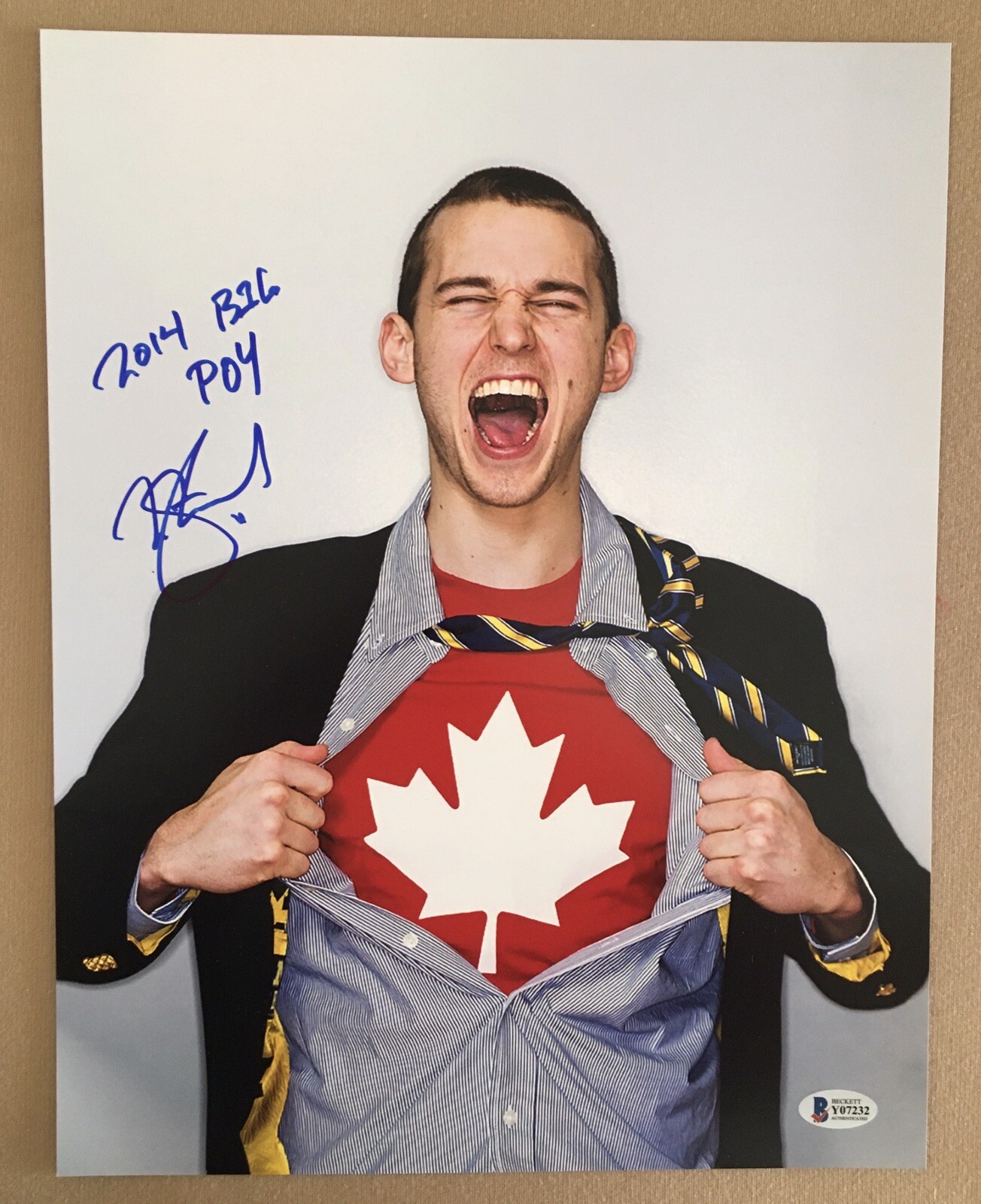 Nik Stauskas Signed 11x14 Photo W/ Ins. NCAA Michigan Wolverines. BAS ...