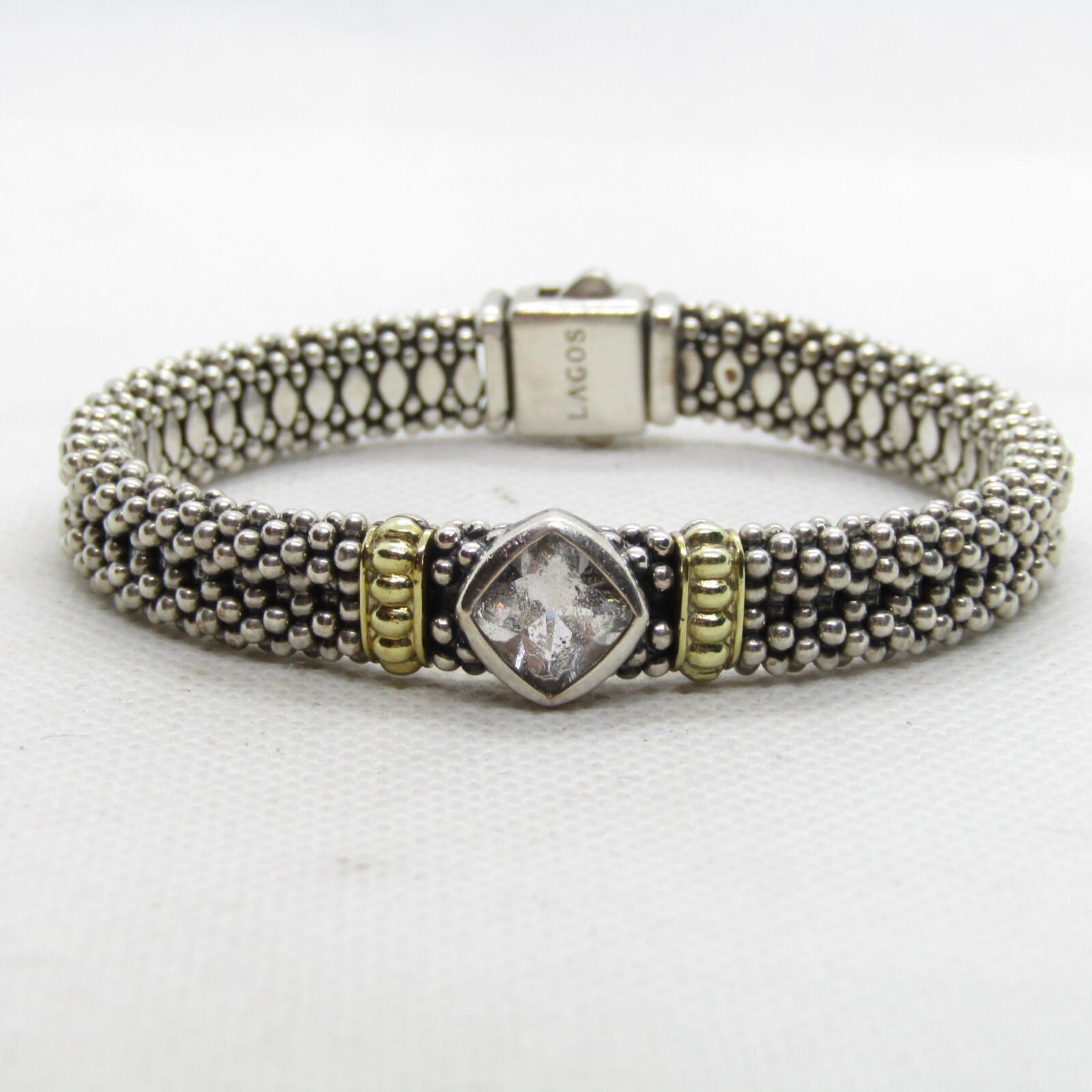 Lagos Caviar Sterling Silver 925 & 18K 750 Gold Quart… - Gem