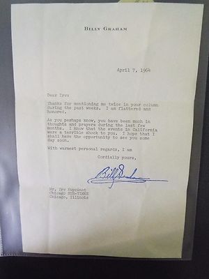 1964 Billy Graham Signed Letter on Personal Stationary | eBay