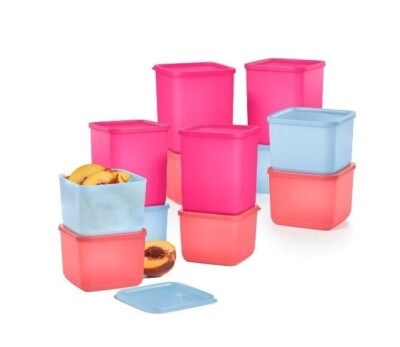 Tupperware Bright Square Containers Refrigerator Storage Classic 24 Pc ...