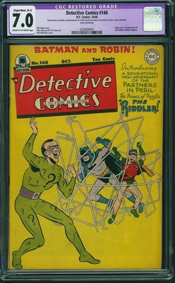 1948 D.C. Detective Comics 140 Batman CGC 7.0 1st Appearance of the ...
