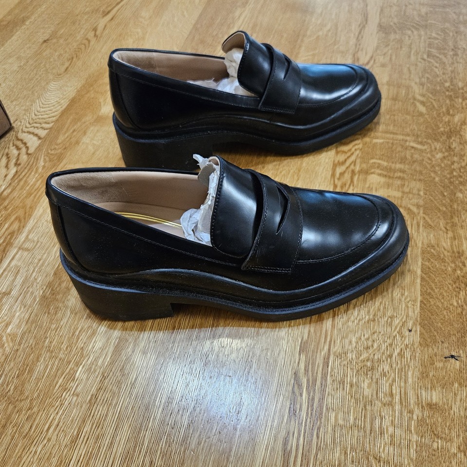 New Cole Haan Women's Black Chunk Heel Loafer Size 7.5B Slip On | eBay