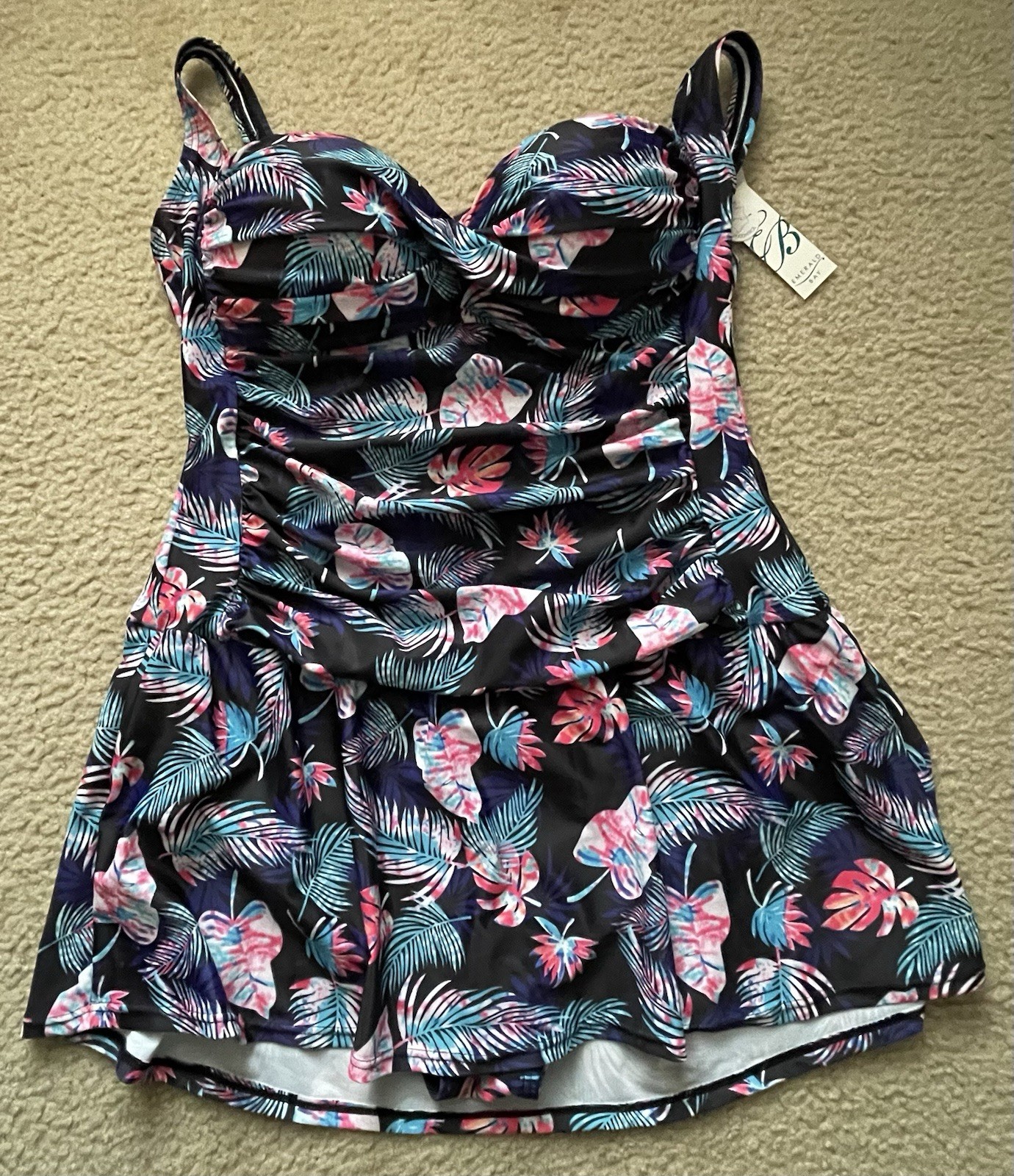 NWT Emerald Bay Womens Tummy Control One-Piece Swimsuit/Swim-Dress ...