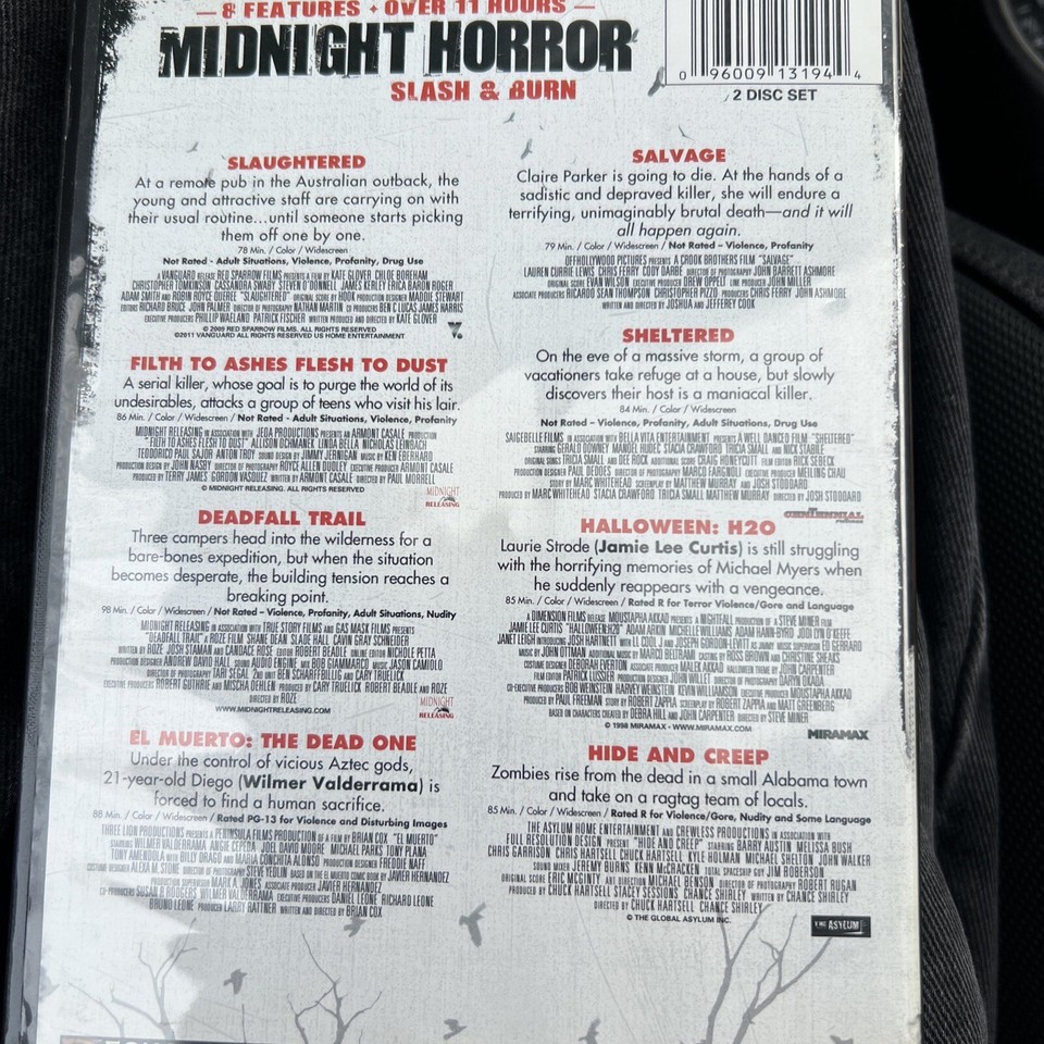 8 Movies Midnight Horror Collection Slash & Burn (DVD, 2 Disc Set ...