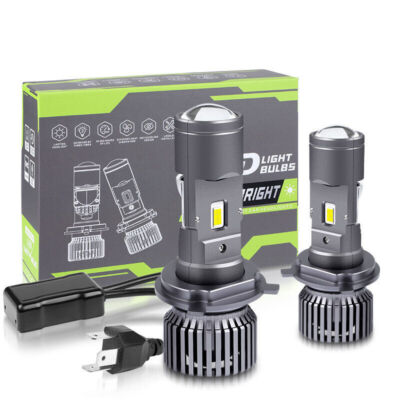 2x H4 100W 50000LM Mini Bi-LED Projector Lens Hi/Lo Beam Bulb Headlight ...