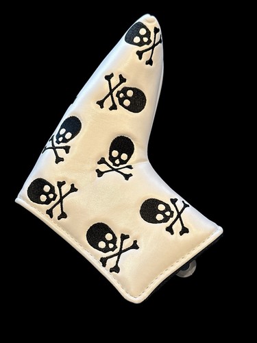 NEW Embroidered Skull and Cross Bones Blade Putter Head Cover ~ White ...