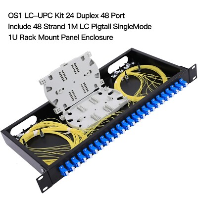 24 Duplex 48 Port LC-OS1 Rack Mount Enclosure Box Fiber SingleMode LC ...