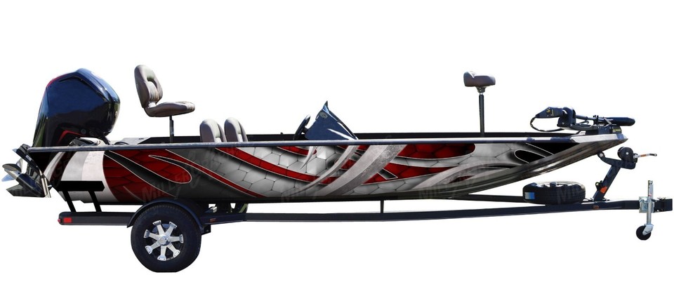 Reptile (Red) Abstract Boat Wrap Kit 3M Premium Cast Vinyl - 15 Size ...