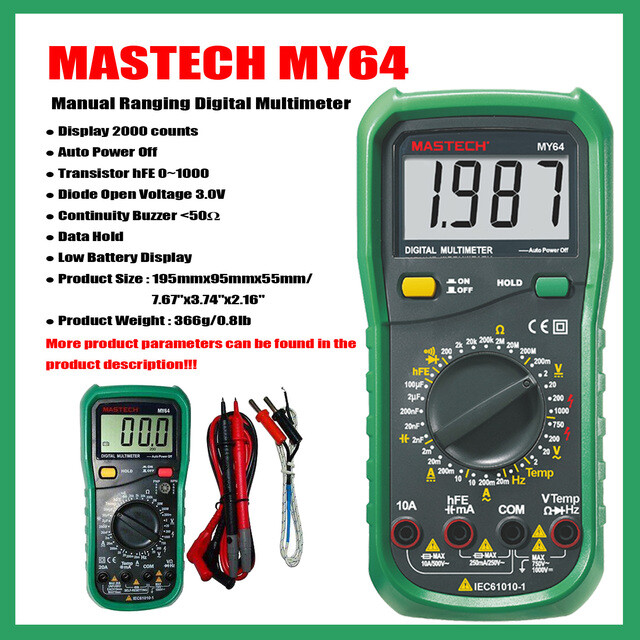 MASTECH MY60 MY61 MY62 MY63 MY64 MY65 MY68 Manual Ranging Digital ...