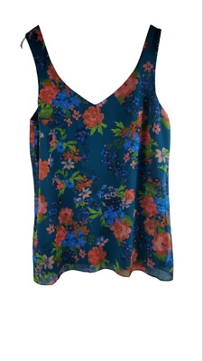 EUC! CABi Floral Still Life Cami Tank Top Blouse style 3449 Sz L Teal ...
