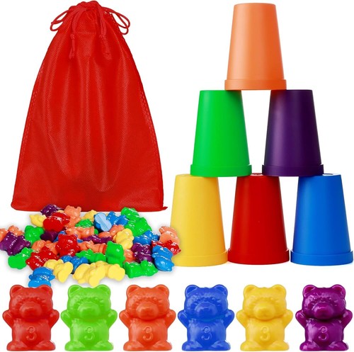 Counting Rainbow Bears with Matching Sorting Cups,67Pcs Montessori ...