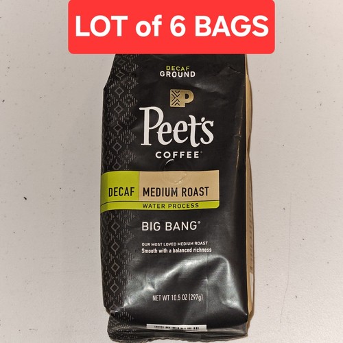 6 x 10.5oz Peet’s DECAF Big Bang GROUND Dark Roast Coffee *CLEARANCE ...