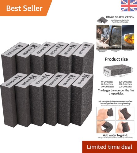 12-Piece Multi-Grit Sanding Block Set for Wood & Metal Finishing ...