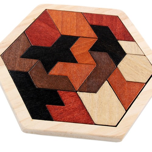 Wooden Creative Prismatic Puzzle Jigsaw Honeycomb 16 Pieces Of ...