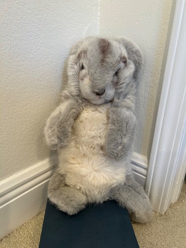 Vintage Steiff Style Plush Hand Puppet Bunny Rabbit Jolly Hare Ear Grey ...