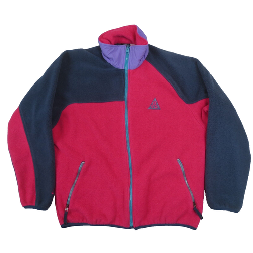 Vintage Nike ACG Fleece Jacket Womens Large Pink Blue Full Zip Retro ...