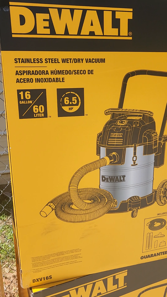 DEWALT 16 Gallon Poly Wet/Dry Shop Vacuum Cleaner Stainless w ...