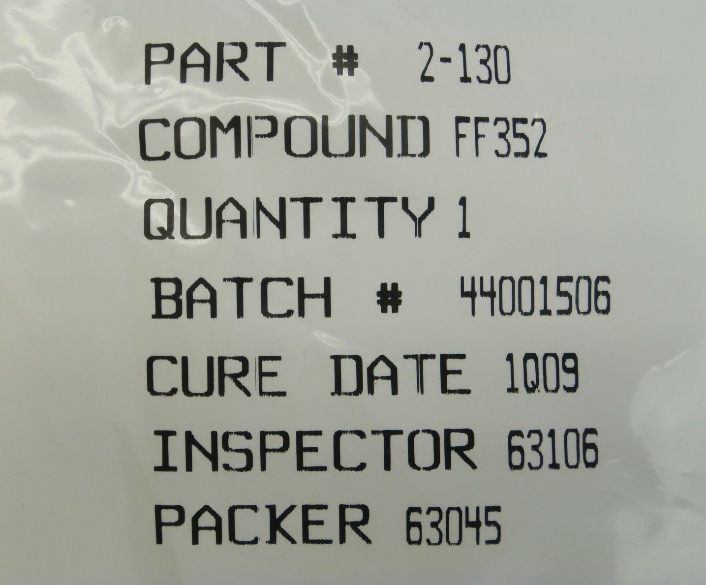 Parker Seals 2-130 O-Ring Ultra Parofluor Seal FF352 1037994 Lot of 6 ...