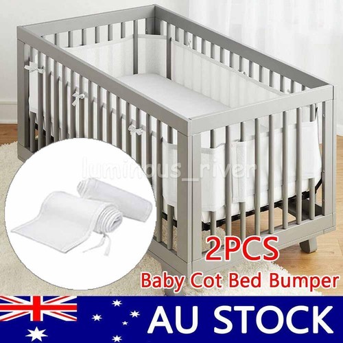 2x/set Baby Breathable Air Mesh Crib Liner Wrap Nursery Cot Bed Bumper ...
