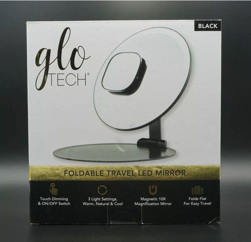 Glo Tech Foldable Travel LED Mirror Black Opened Box | eBay