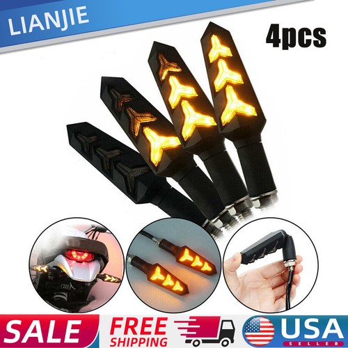 4x Sequential LED Motorcycle Turn Signal Lights - Flowing Indicator ...