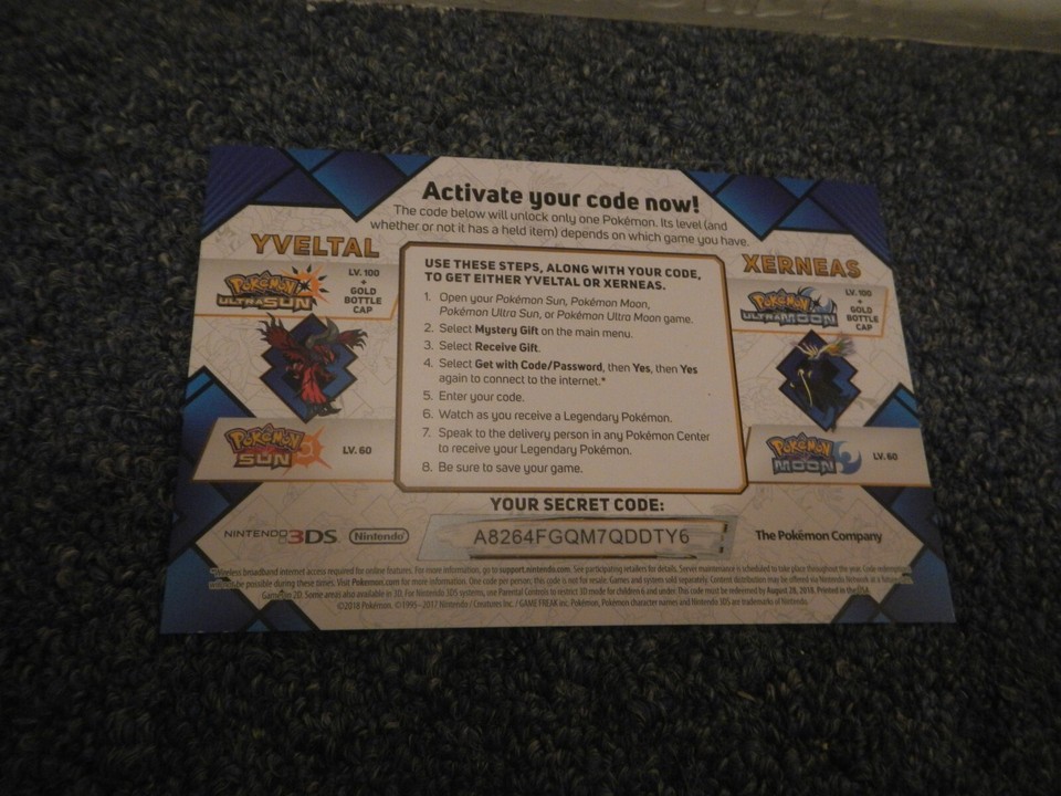 Pokemon VG video game promo card Xerneas Yveltal code scratched ...