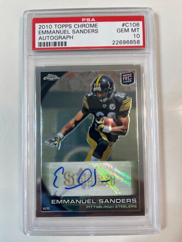 2010 Topps Chrome Emmanuel Sanders Autograph Rookie RC Auto C106 PSA 10 ...