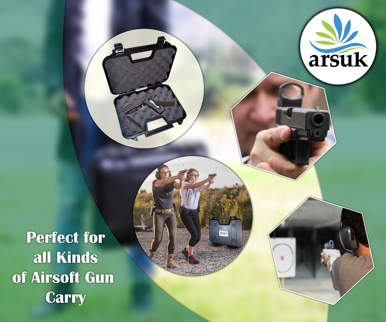 Airsoft Pistol Case Hard Gun Storage Waterproof Lockable Foam Inserted ...