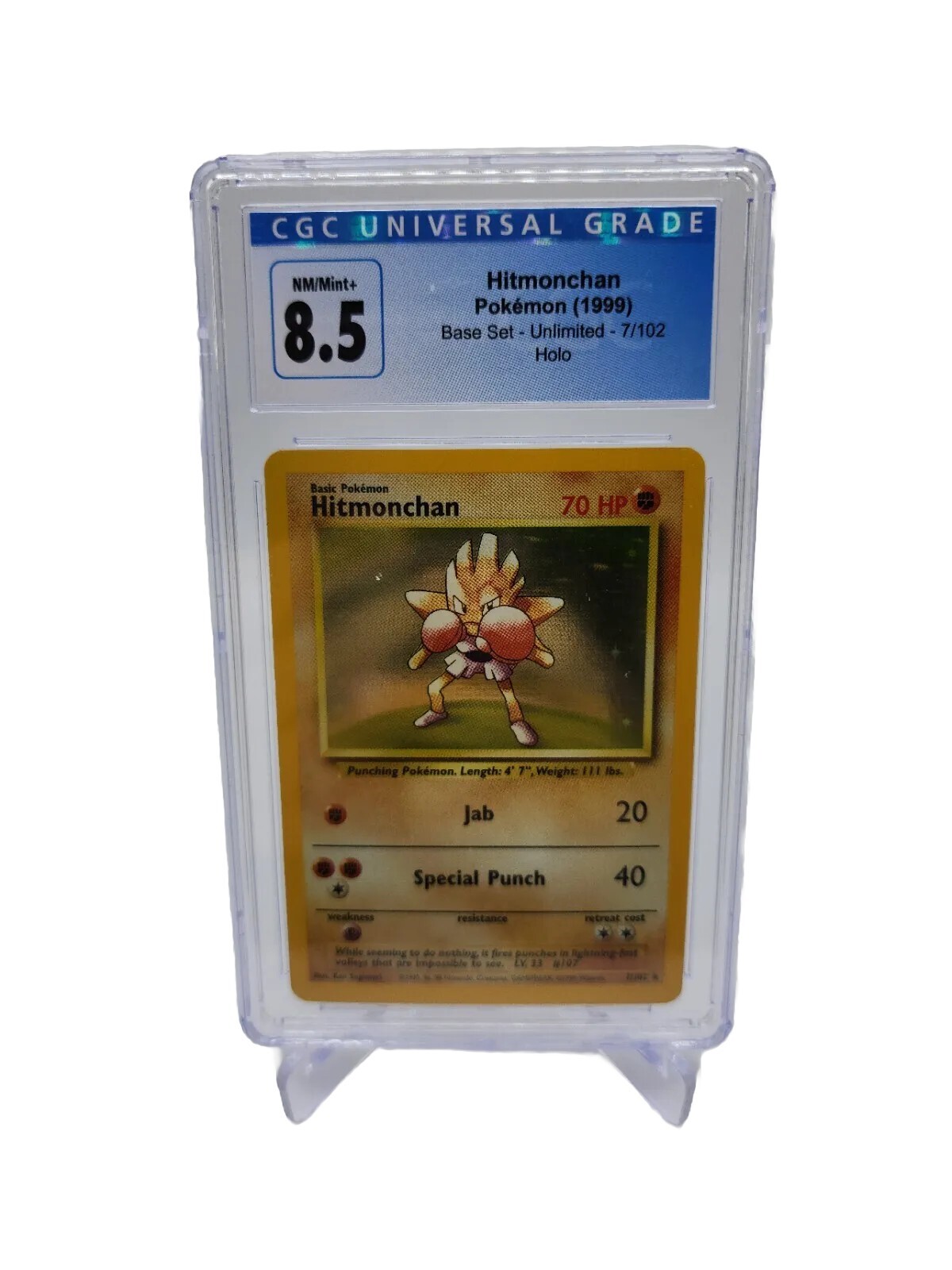 Pokemon Base Set HITMONCHAN 7/102 Holo Foil Card - CGC 8.5 NM/Mint+ | eBay