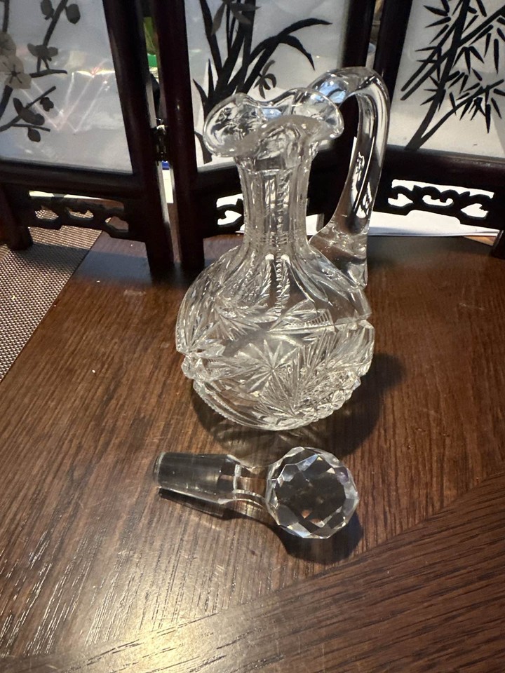 Crystal Glass Oil Vinegar Cruet Decanter Starburst | eBay