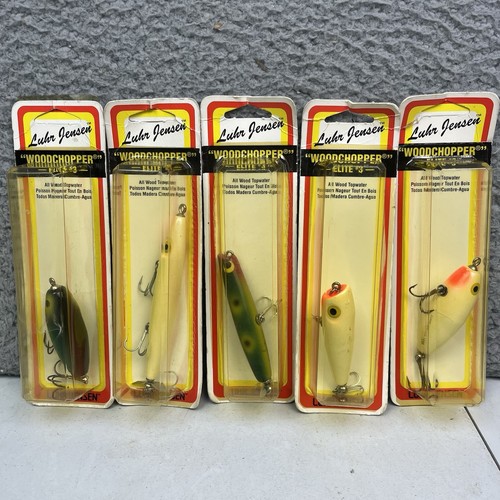 Vintage Lot 5 Luhr Jensen “Woodchopper” Elite #3 Fishing Lures Wood On ...