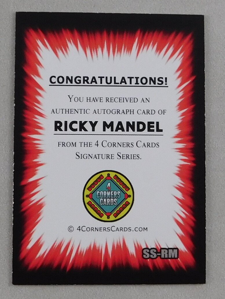 Ricky Mandel Signed 4 Corner Pro Wrestling Trading Card Wrestler Indy ...