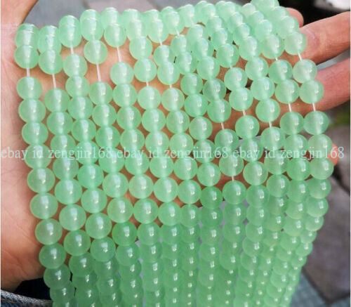 Beautiful Natural 4/6/8/10/12/14mm Light Green Jade Gemstone Loose ...