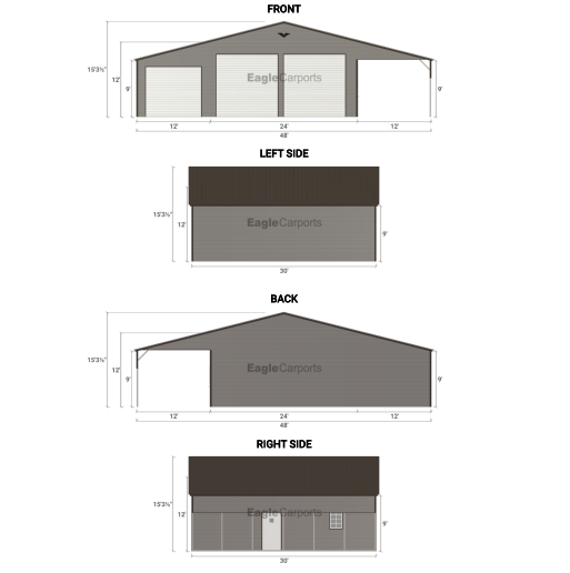 48x31 Steel Garage, Metal Storage - TX-VA FREE DEL. (prices vary/other ...
