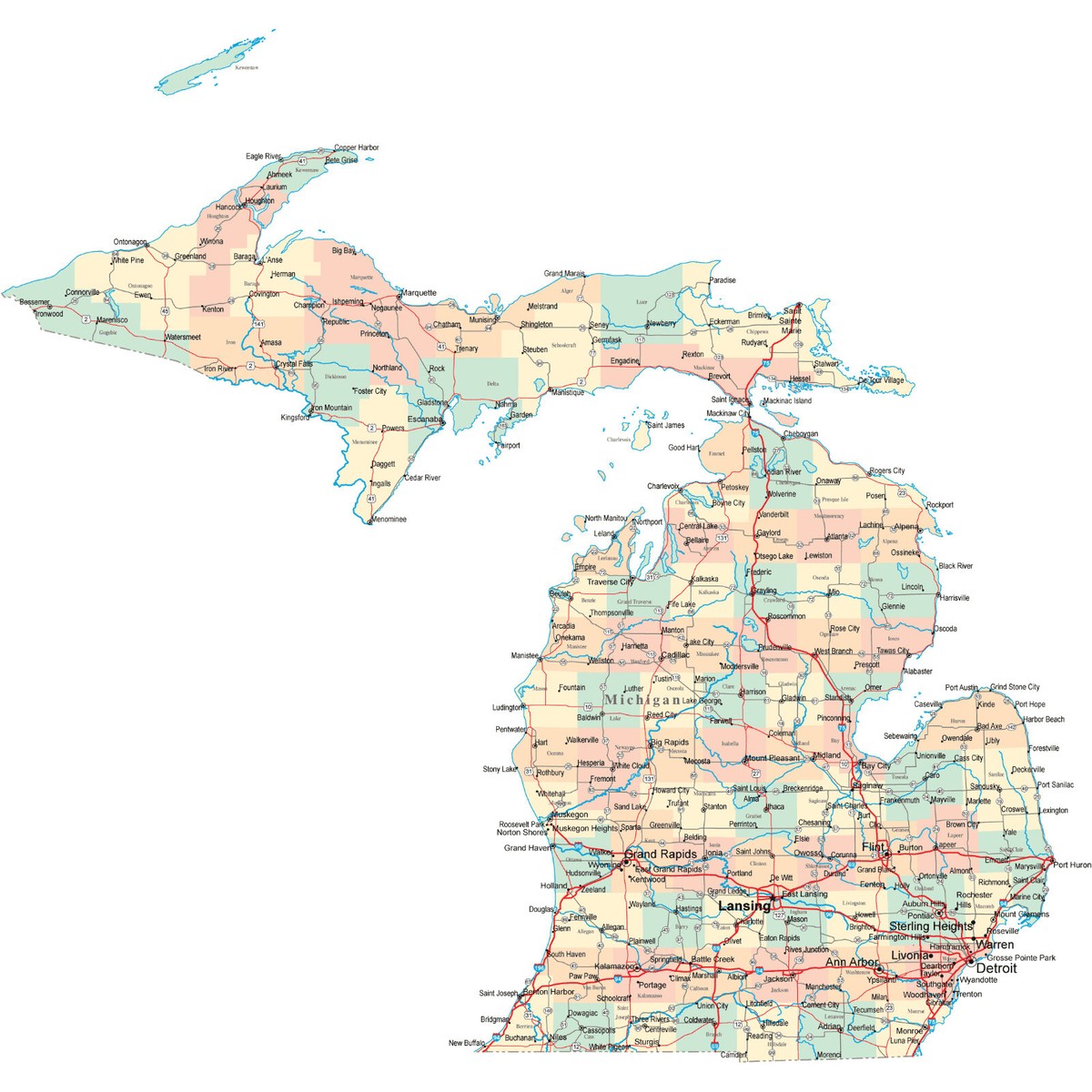 Printable Michigan Map Highways
