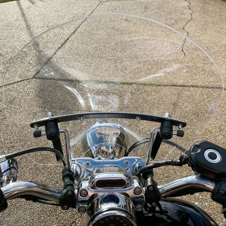 19"x17" Clear Universal Motorcycle Windshield Fit 7/8'' 1'' 1.25 ...