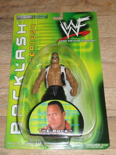 2001 WWF WWE Jakks The Rock Dwayne Johnson Wrestling figure Backlash ...