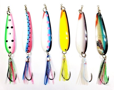 Salmon Spoons McOmie's 4" UV Spoons w/Hoochie (12 Colors) | eBay