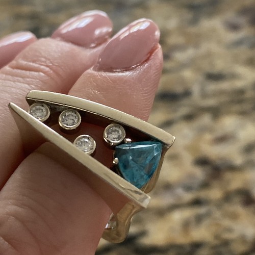 14k Designer Harry Roa Diamonds Blue Stone Modern Ring One Of A Kind | eBay