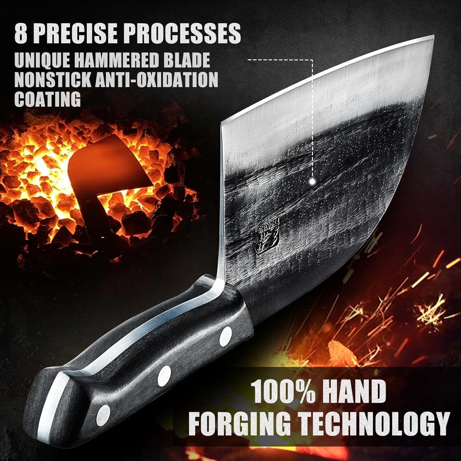 ENOKING 6.7'' Hand Forged Meat Cleaver Serbian Chef Knife with Leather ...