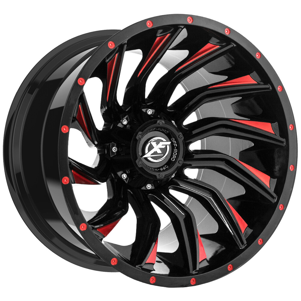 (Set of 4) XF Off-Road XF-224 20x10 8x6.5"/8x170 -12mm Black/Red Wheels ...