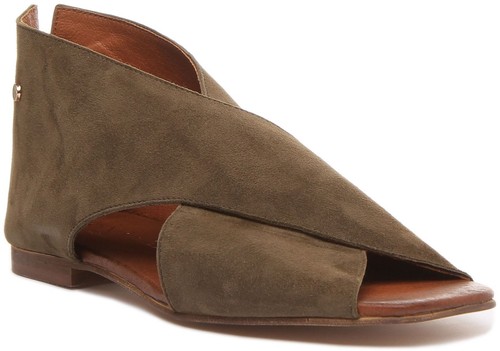 Justin Reece England Sliders Back Zip Open Toe Womens Sandals In Brown ...
