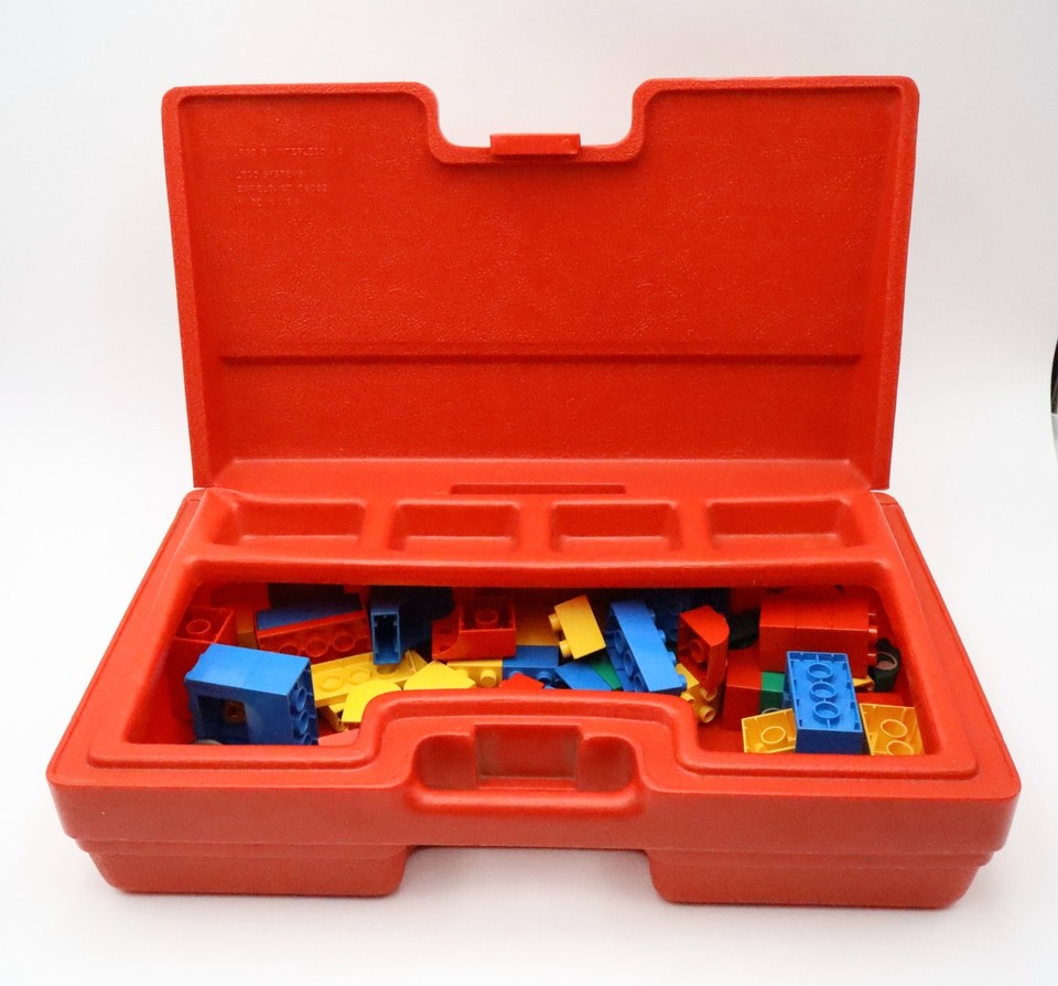 Vintage LEGO Red Storage Case w/ Classic Bricks 1970s 17”x10” Organizer ...