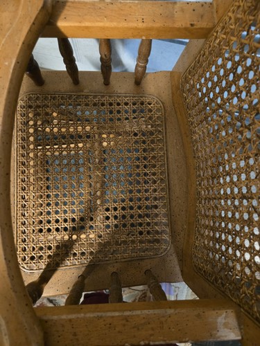 Antique Wooden Oak Cane Convertible Mechanical Baby High Chair & Rocker ...