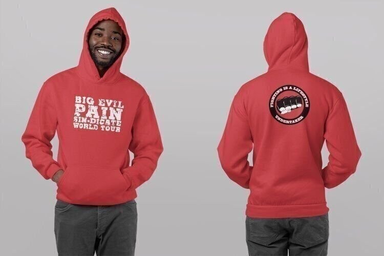 Undertaker Big Evil Pain Sin-Dicate World Tour Red Pullover Hoody | eBay
