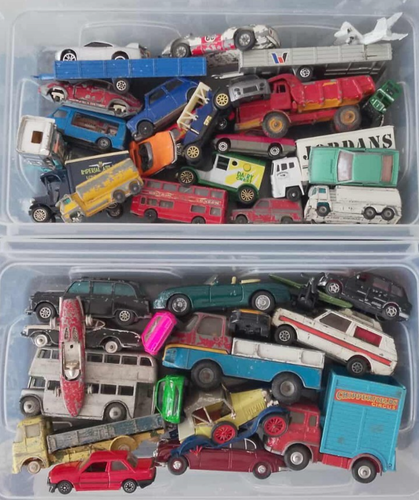ORIGINAL VINTAGE DIECAST JOB LOT CARS TRUCKS etc DINKY CORGI & OTHERS ...