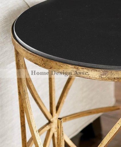 Contemporary Glam Gold Starburst Side Table Round Accent X Granite Open ...