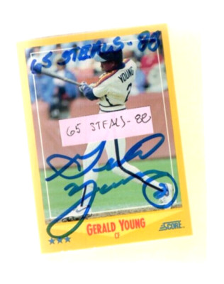 Autographed Gerald Young 65 Steals-88 Added 1988 Score Astros | eBay