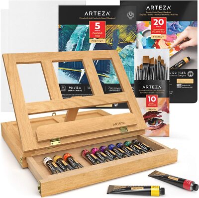 Arteza Essentials Tabletop Easel Art Set | eBay